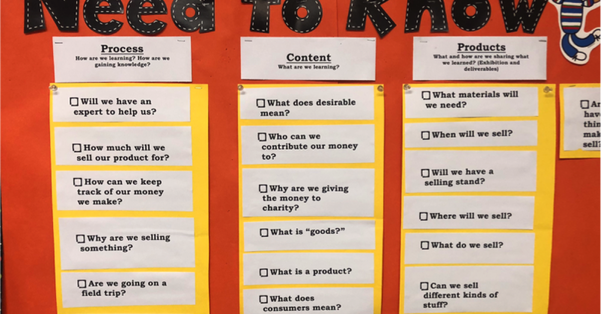 Using the Need to Know List as a Planning & Assessment Tool | PBLWorks